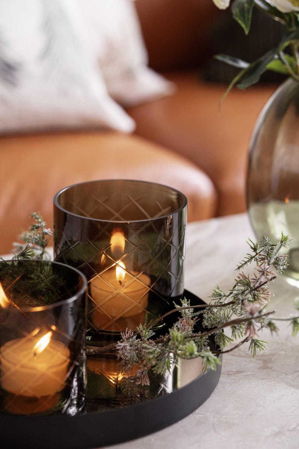 Lyslykt Billie rutet 10cm grønn | Kremmerhuset