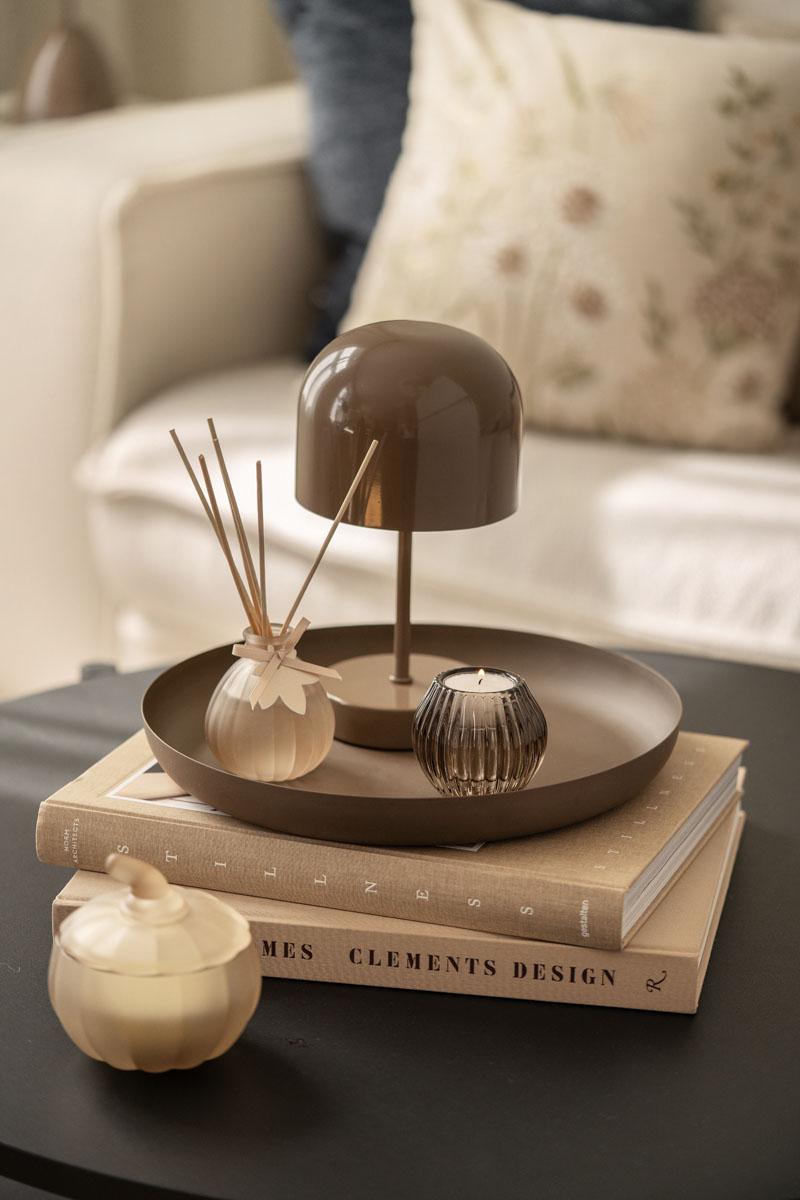 Bordlampe Napoli oppladbar 24 cm mørk beige | Kremmerhuset