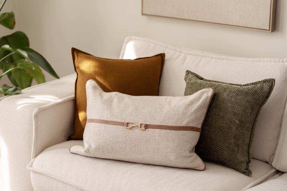 Putetrekk Herringbone 48x48cm sennep | Kremmerhuset