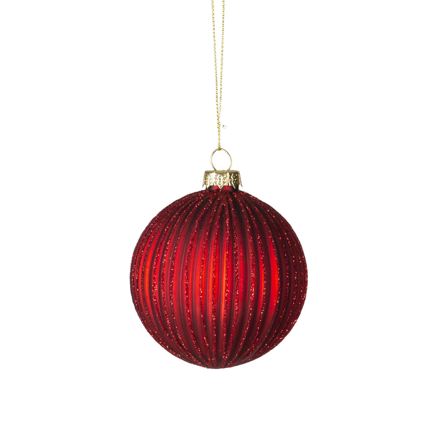 Julekule m/riller rød | Kremmerhuset